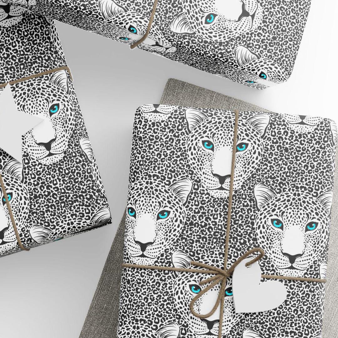 Leopard Print Gift Wrap, Leopard With Piercing Blue Eyes, Wild Animal ...