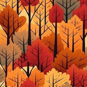 Autumn Trees Gift Wrap, Fall Foliage Season, Birthday Wrapping Paper ...