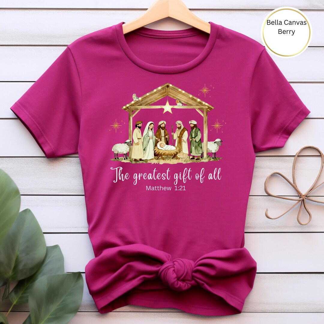 Nativity Scene Shirt – Jesus Birth Holy Family Tee | Religious ...
