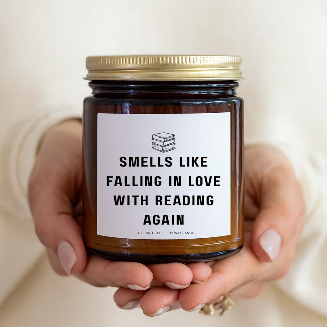 Book Lover Candle Gift • Reader Candle Unique Gift • Cozy Amber Jar ...