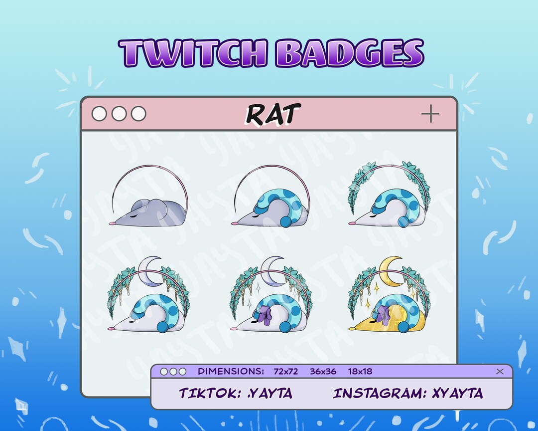 Kawaii Ethereal Rat/mouse Sub/bit Badges Twitch Discord Youtube - Etsy