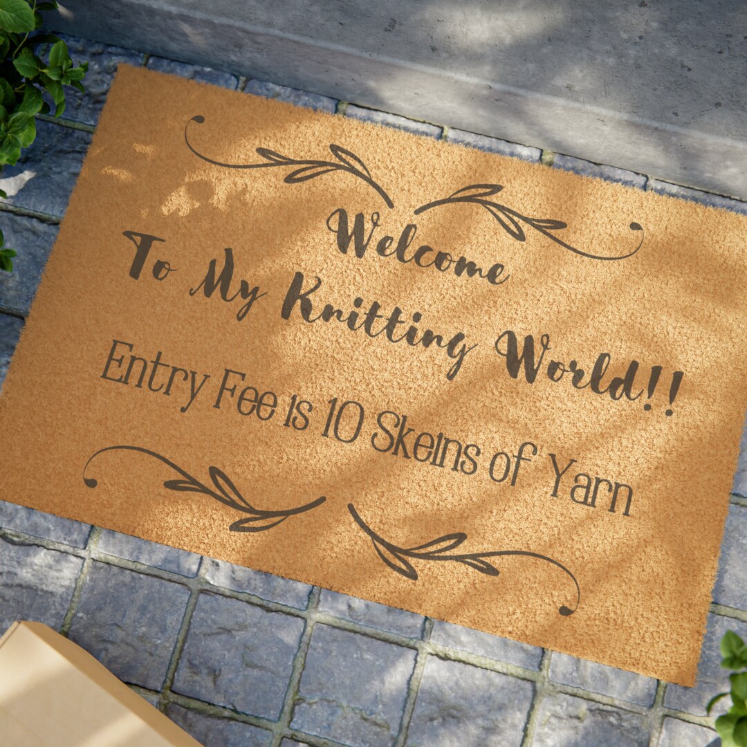 Knitting Welcome Doormat, Housewarming Gift, Knitting Home Decor, Knit ...