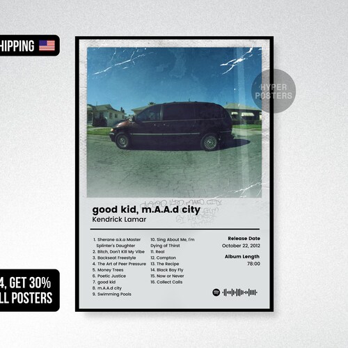 Good Kid Maad City Tracklist Poster 2 Kendrick Lamar Album - Etsy