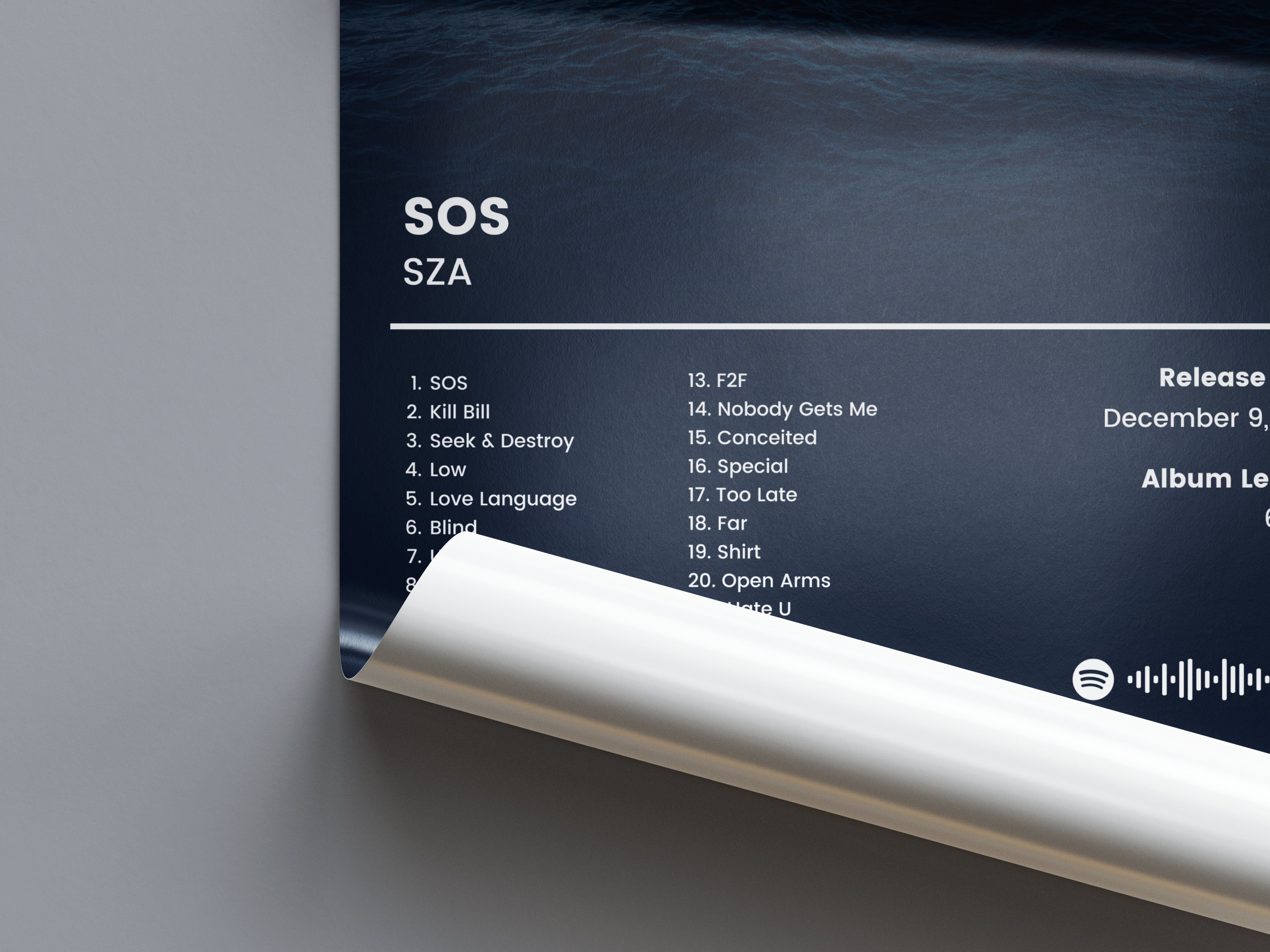 SZA Poster / SOS Poster / SZA Sos Tracklist / Album Cover Poster