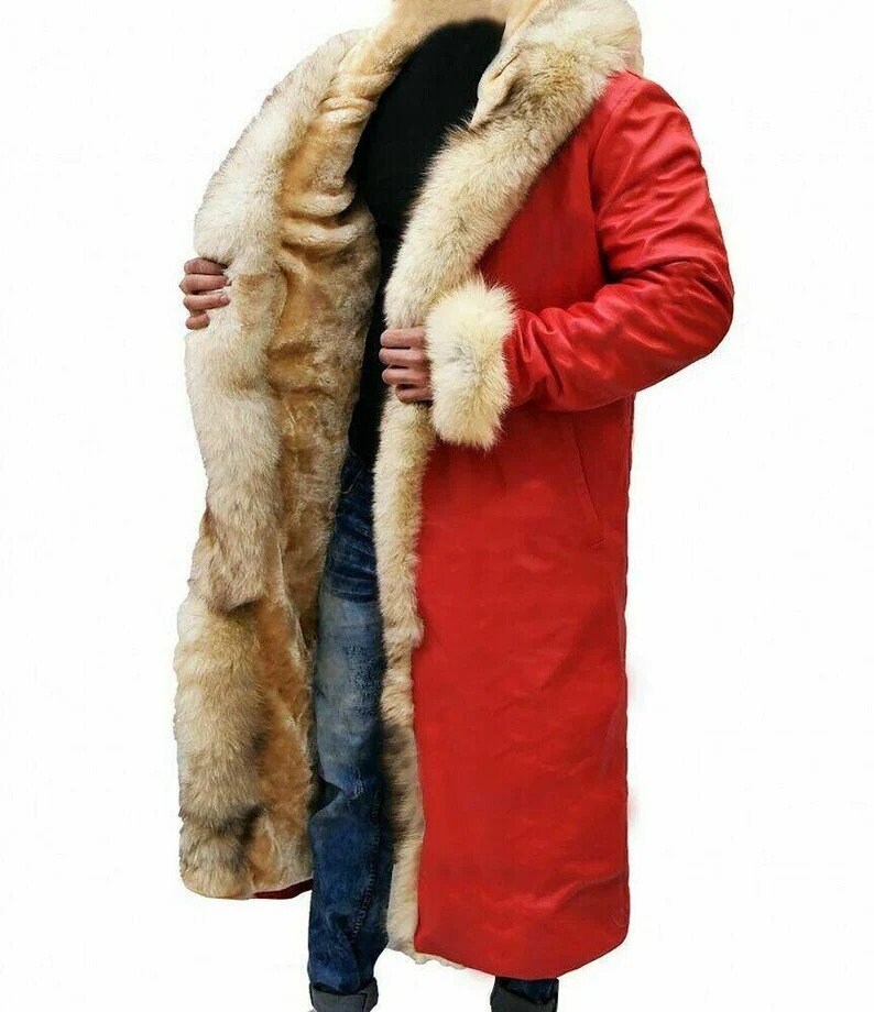 Santa Coat Santa Claus Leather Handmade Trench Coat Christmas ...
