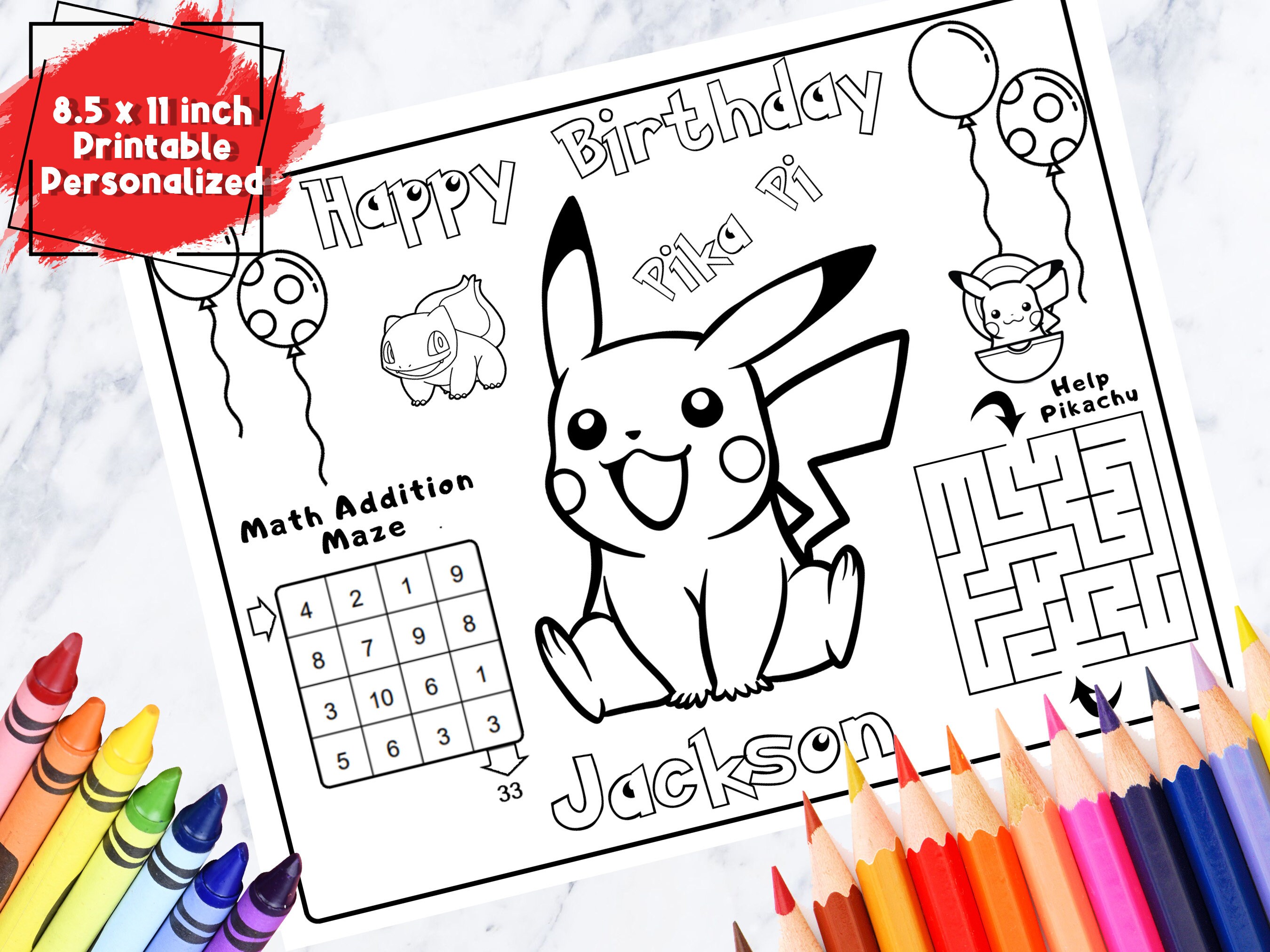 Pokemon Pikachu Activity Coloring Page Pikachu Coloring - Etsy