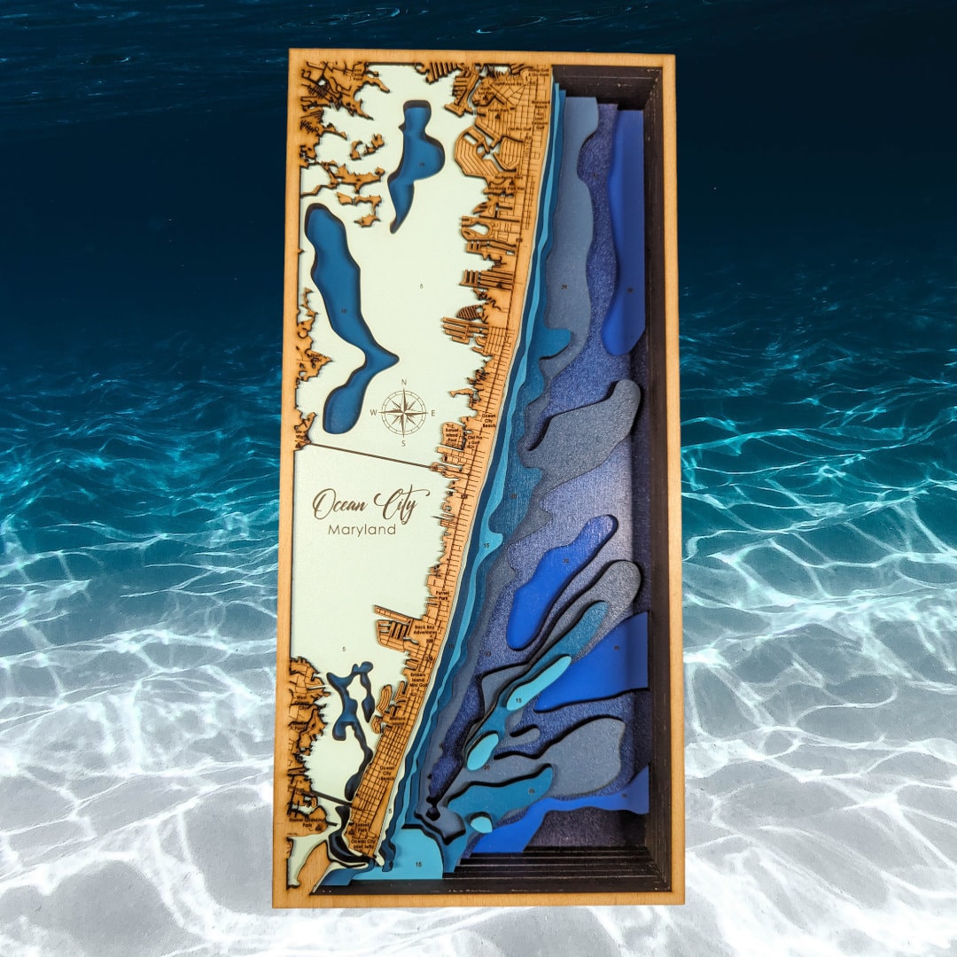 Any Lake or Coastal Map Made to Order for You Wood, Hand Painted, Laser ...