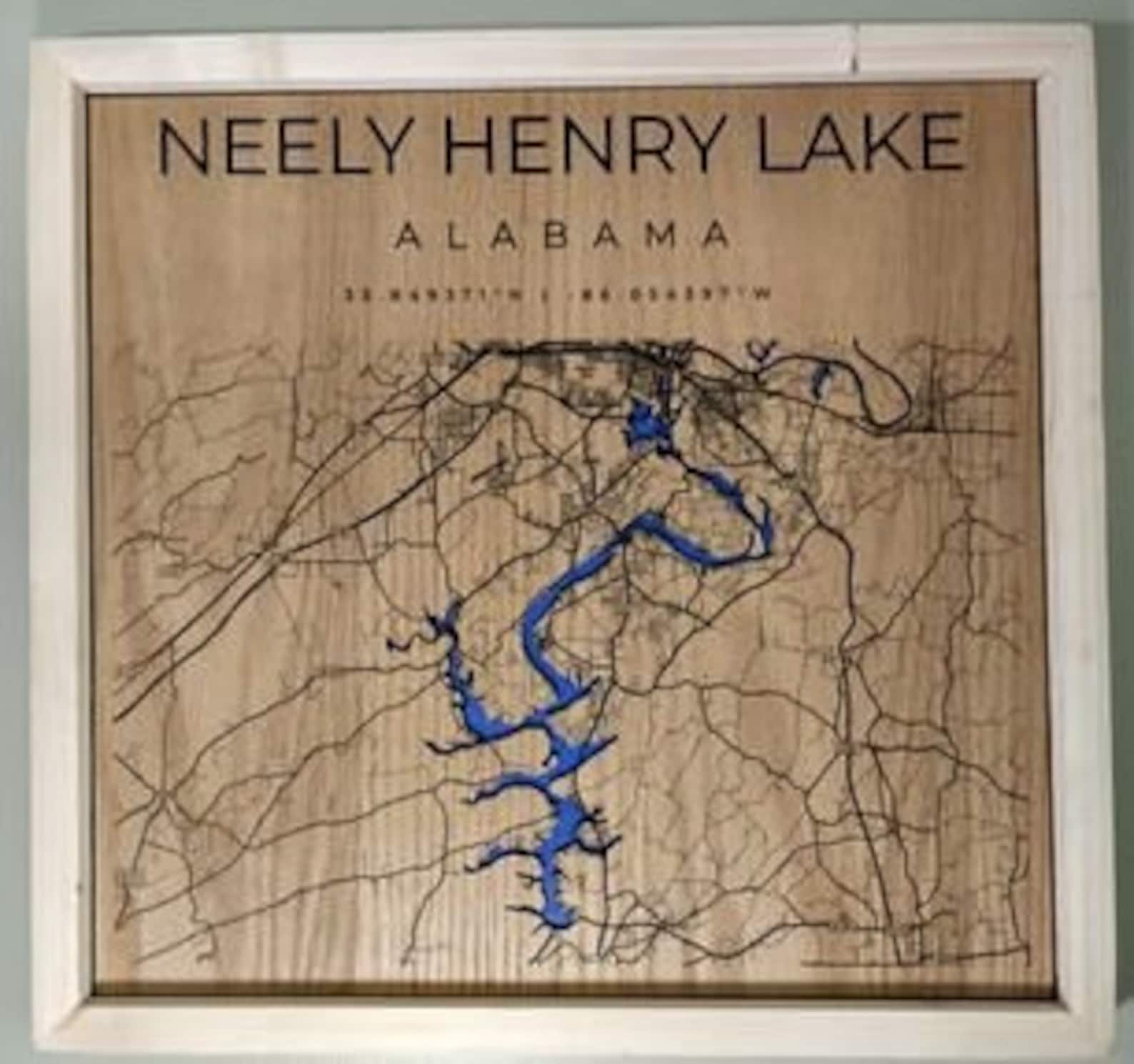 Neely Henry Lake Wood Lake Map Art Decor Framed - Etsy