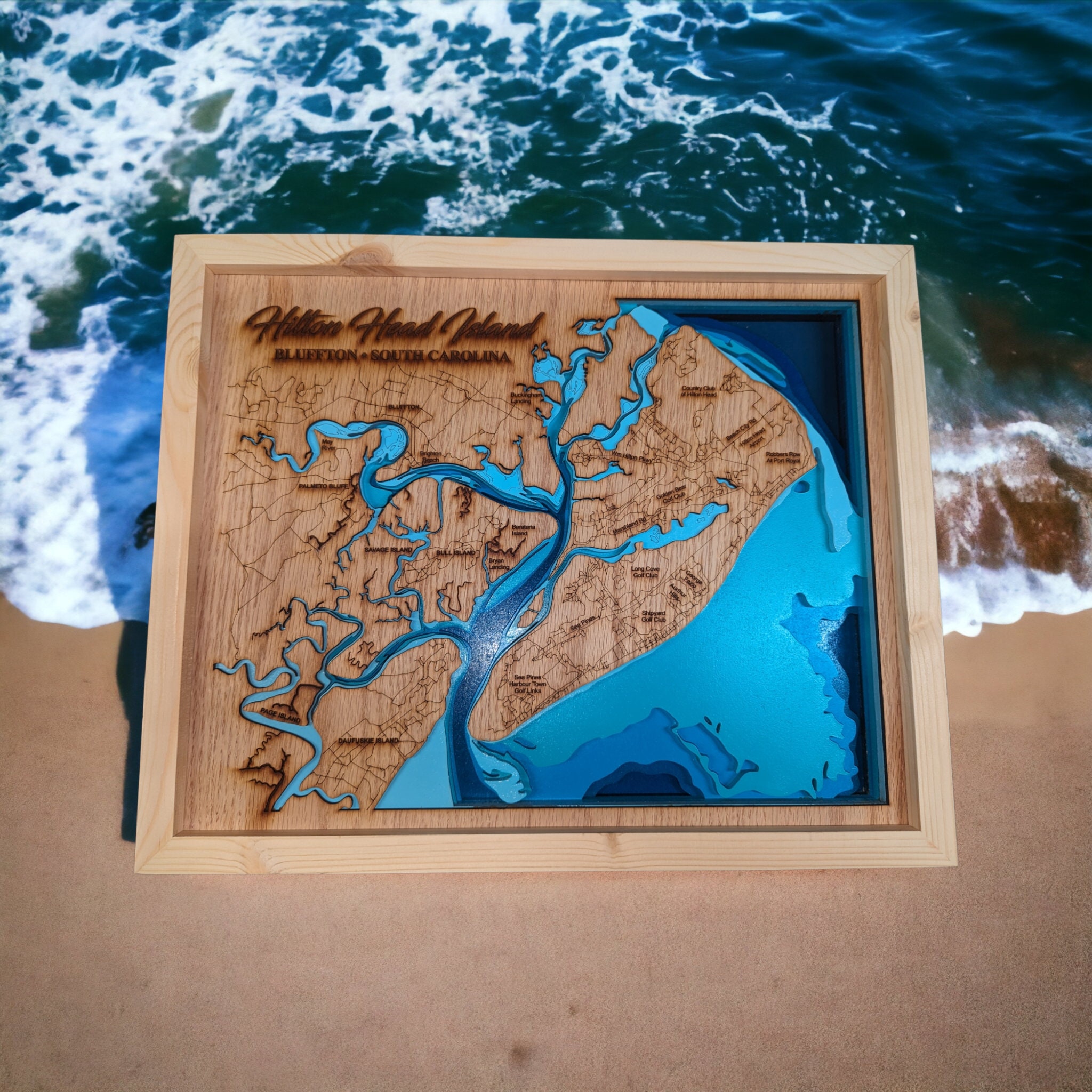 Any Lake or Coastal Map Made to Order for You Wood, Hand Painted, Laser ...