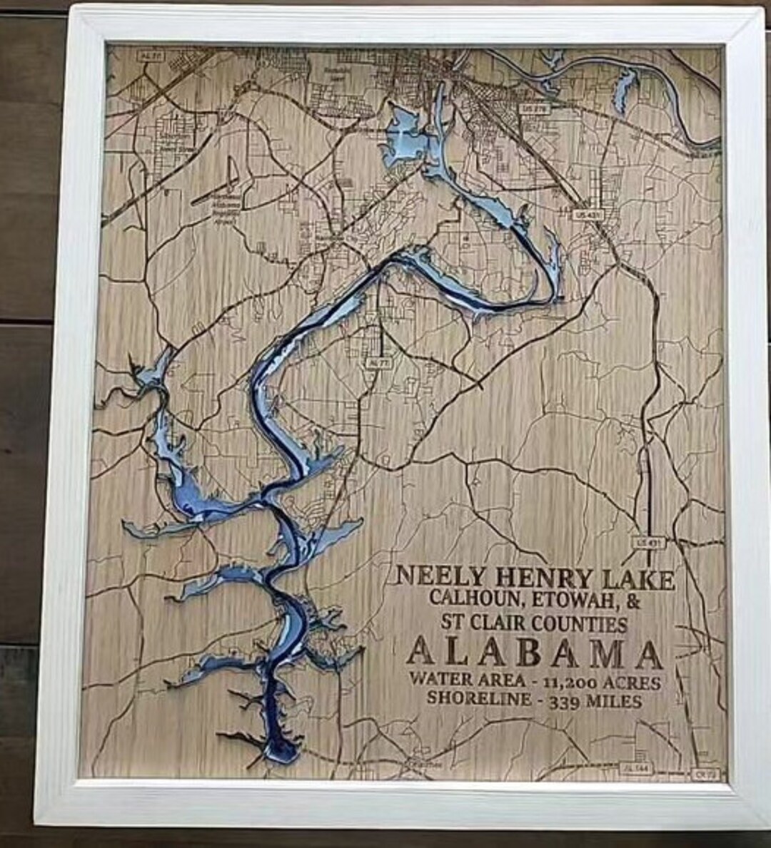 Neely Henry Lake Wood Lake Map Art Decor Framed - Etsy