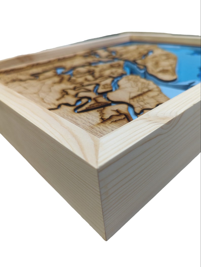 Any Lake or Coastal Map Made to Order for You Wood, Hand Painted, Laser ...