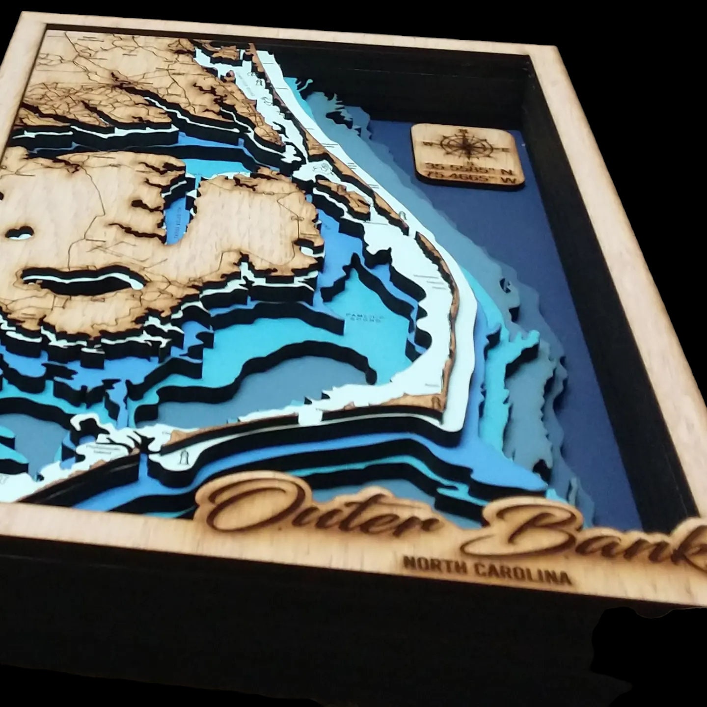 Any Lake or Coastal Map Made to Order for You Wood, Hand Painted, Laser ...
