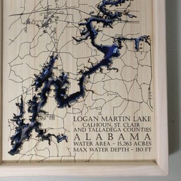 Map of Lake Martin - Etsy