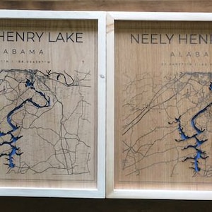 Neely Henry Lake Wood Lake Map Art Decor Framed - Etsy