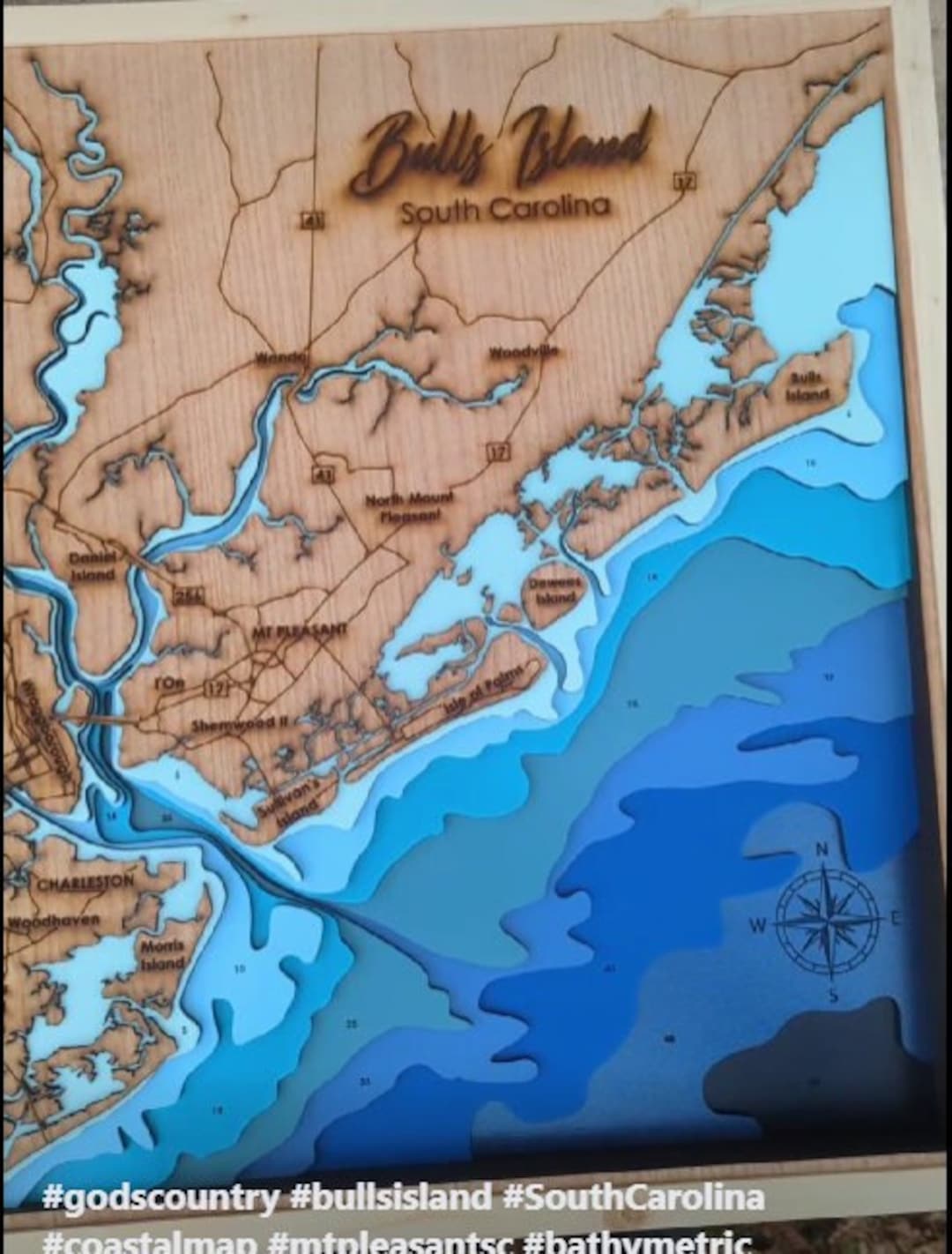 Bulls Island South Carolina, Mt Pleasant SC, Coastal Bathymetric Map ...