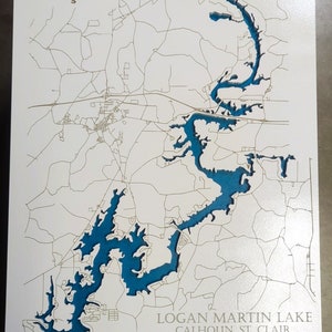 Logan Martin Lake Alabama Lake Map Wooden Layered Hand Made. 6 Layers ...
