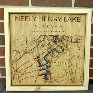 Neely Henry Lake Wood Lake Map Art Decor Framed - Etsy