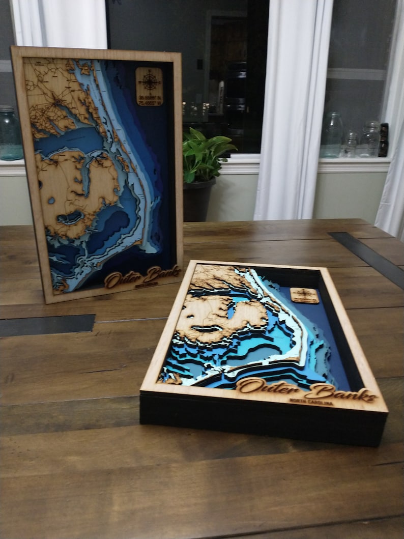 Outer Banks OBX Beach Map Art. Layered Hand Made and Painted. - Etsy