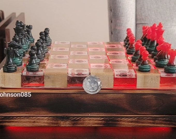 Floating Chess Made From Oak and Epoxy Resin With LED - Etsy