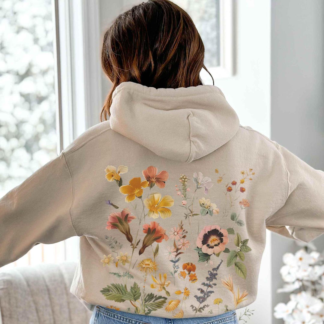 Naturecore Hoodie Pressed Flower Art Hoodie Cottagecore Hoodie Teenage ...