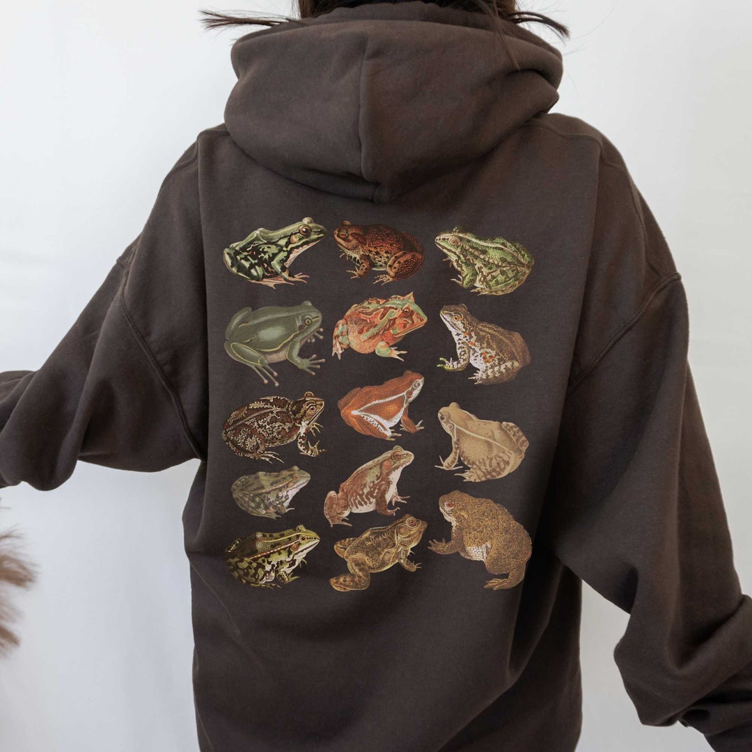 Frog Hoodie: Cottagecorecore Forest Green Sweatshirt - Etsy