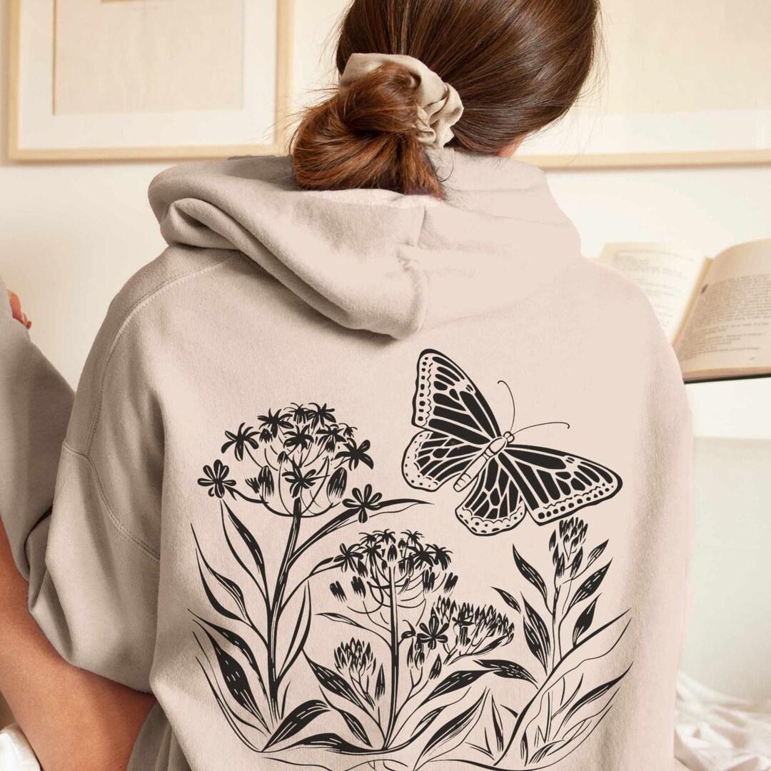 Milkweed Monarch Butterfly Hoodie: Cottagecore Nature Sweatshirt - Etsy