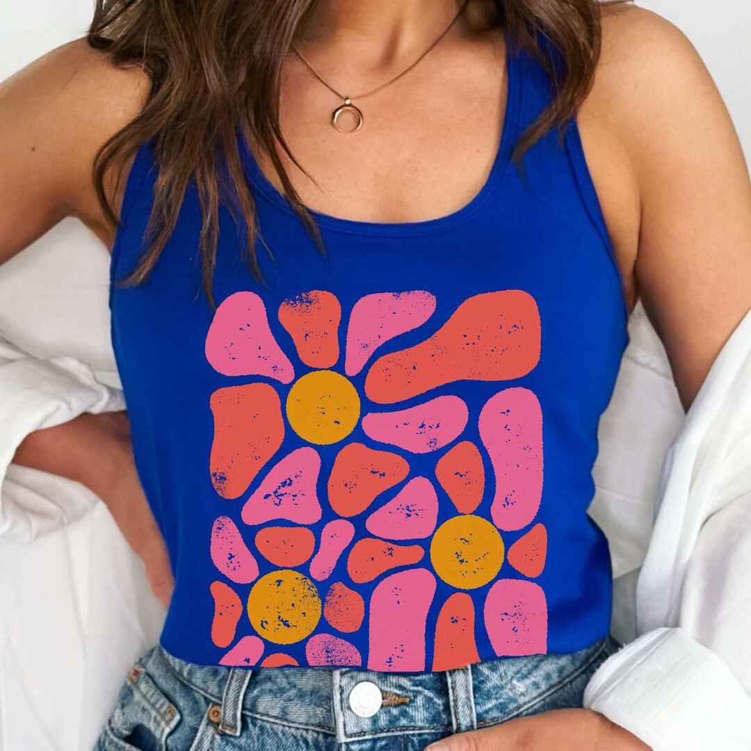 Retro Floral Tank Top: Boho Cottagecore Racerback - Etsy