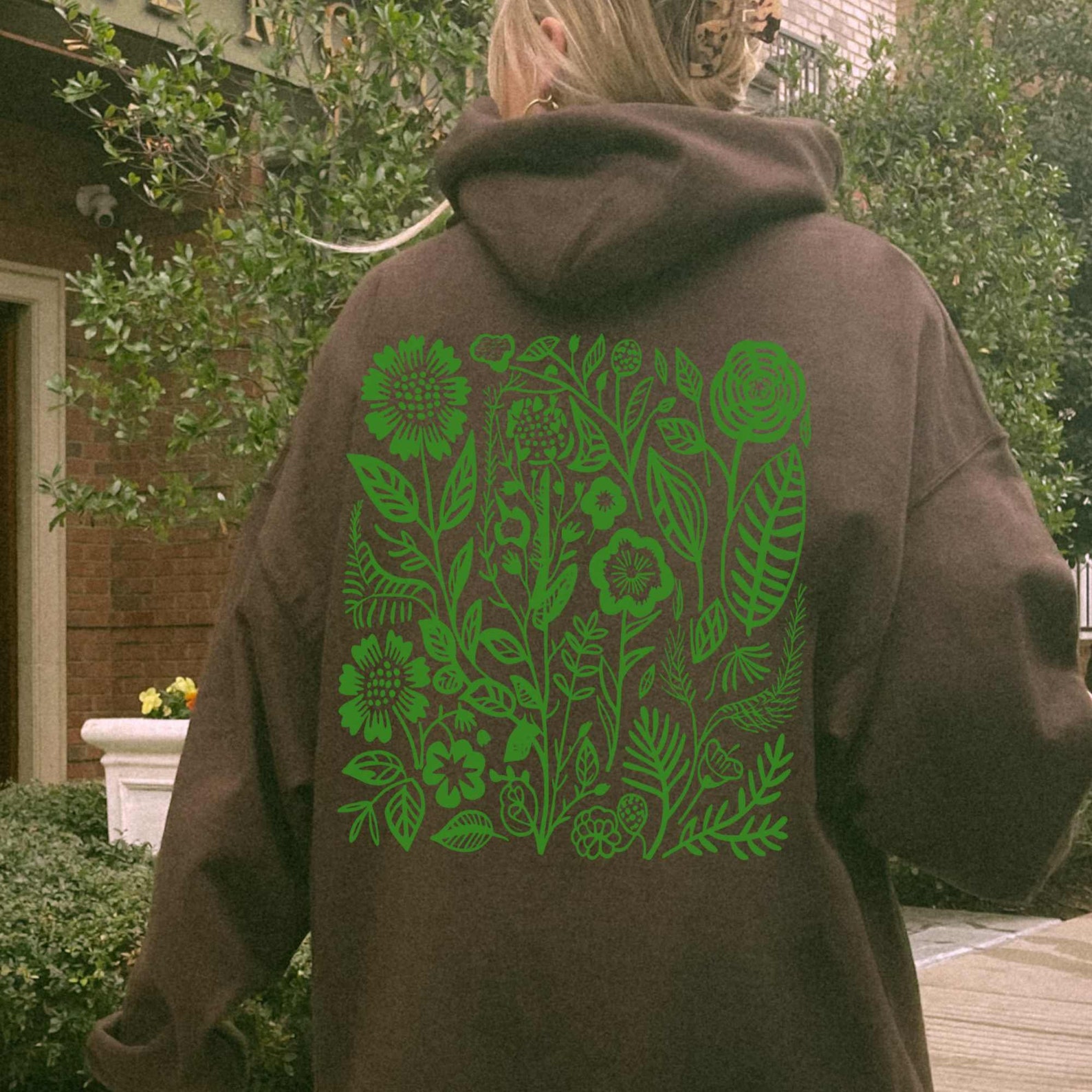 Forest Green Hoodie Dark Green Hoodie Wildflowers Hoodie Pressed ...