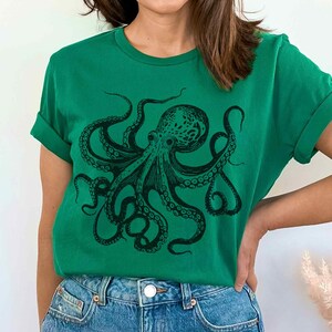 Octopus Shirt Marine Life Linocut Shirt Hippy Clothes Granola Girl ...
