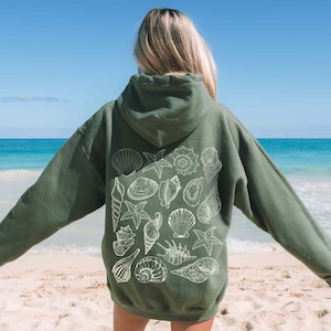 Seashell Hoodie Ocean Beach Hoodie Beachy Hoodie Mermaidcore Clothing ...