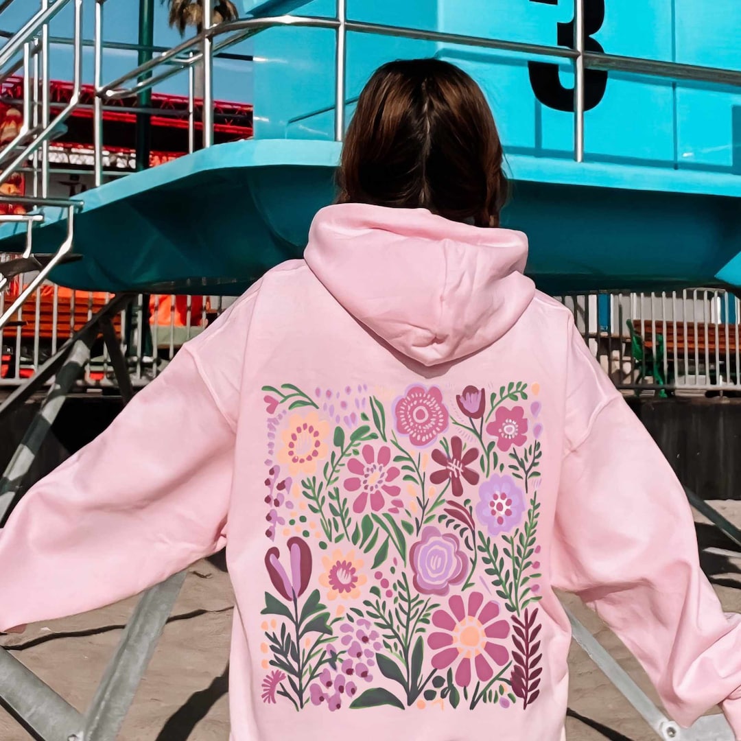 Pink Wildflowers Hoodie Nature Flower Hoodie Teenage Girl Gifts Graphic ...