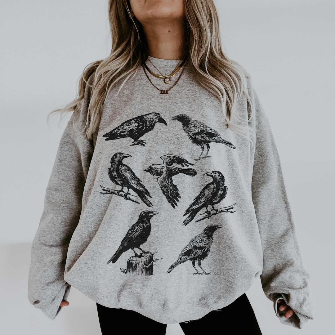 Crowcore Raven Crewneck Grunge Clothes Crow Core Sweatshirt Whimsigoth ...