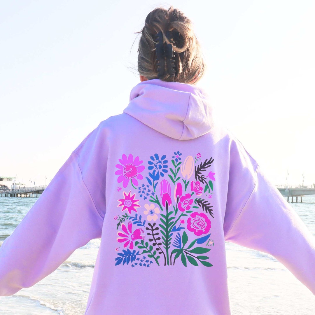 Oversized Wildflowers Hoodie Pressed Flower Hoodie Nature Hoodie ...