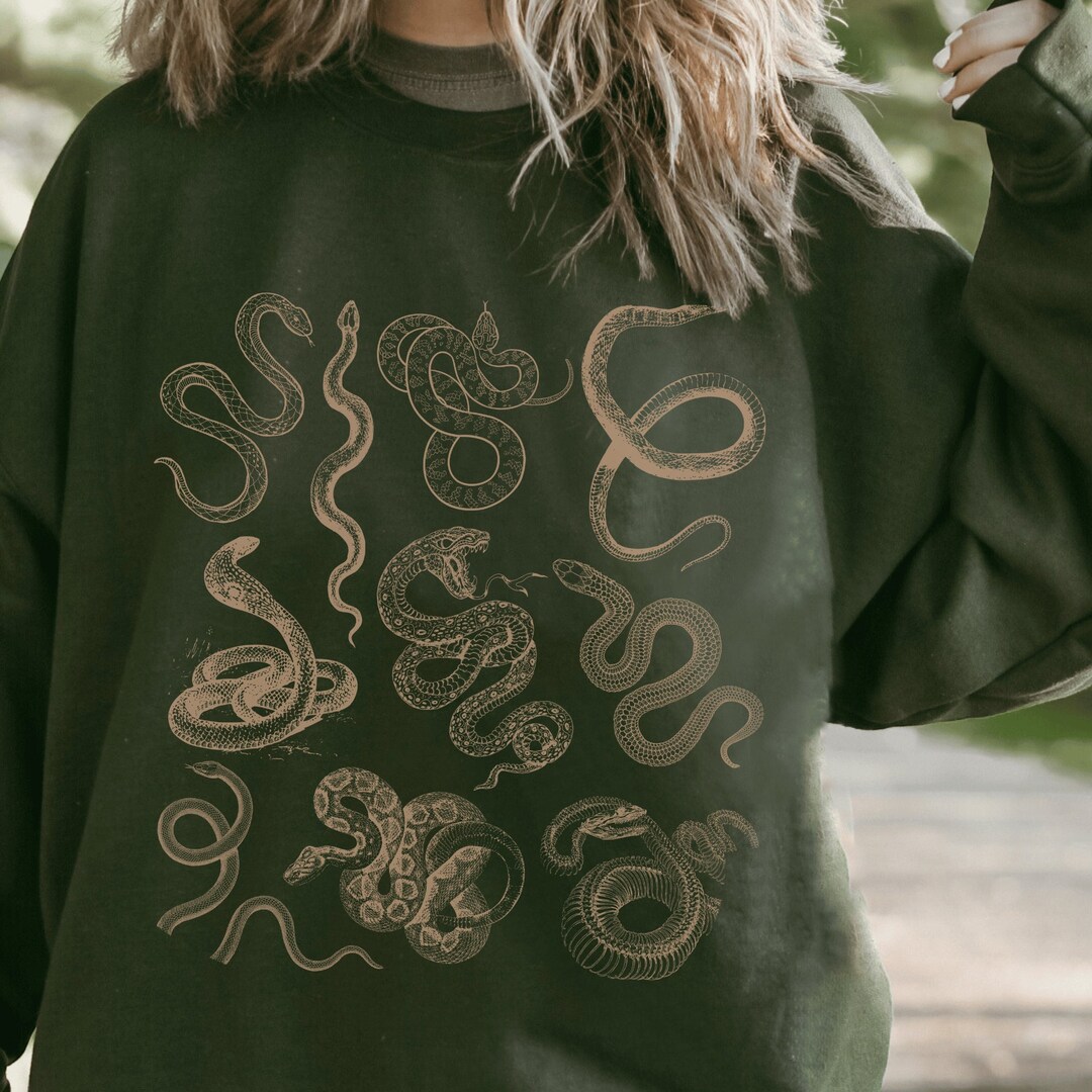 Snake Sweatshirt Snake Sweater Cottage Core Sweater Goblincore Sweater ...