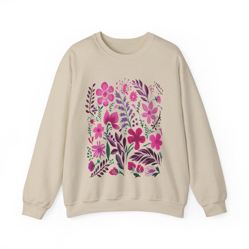 Wildflower Crewneck Sweatshirt: Botanical Floral Design - Etsy