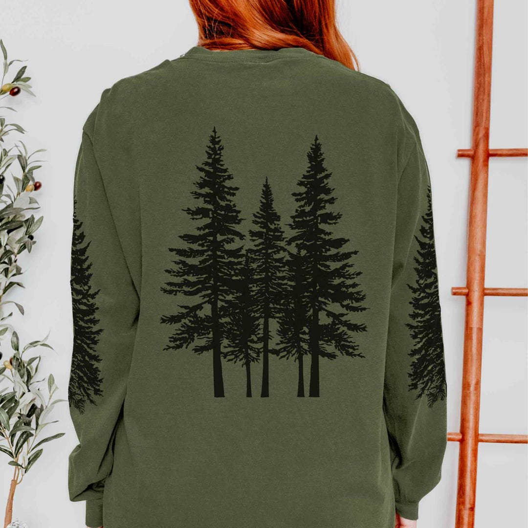 Pine Tree Long Sleeve Shirt: Naturecore Forest Graphic Tee - Etsy