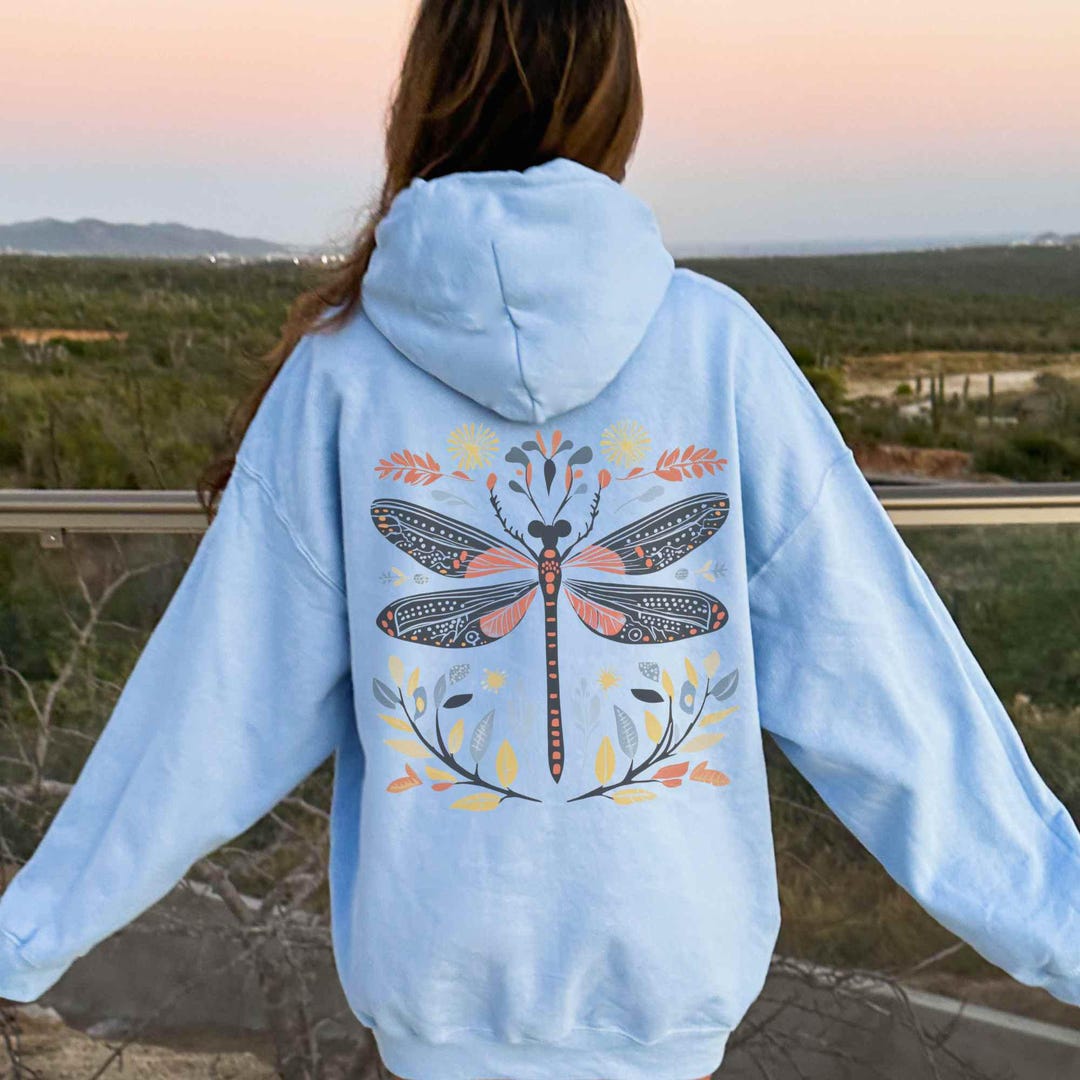 Dragonfly Flower Hoodie: Womens Graphic Sweatshirt - Etsy