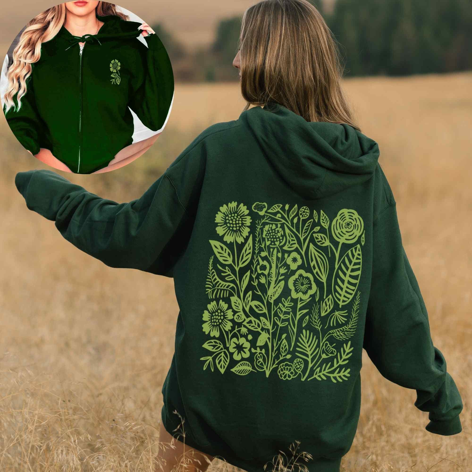 Wildflower Zip up Hoodie: Full Flower Zip up Hoodie - Etsy