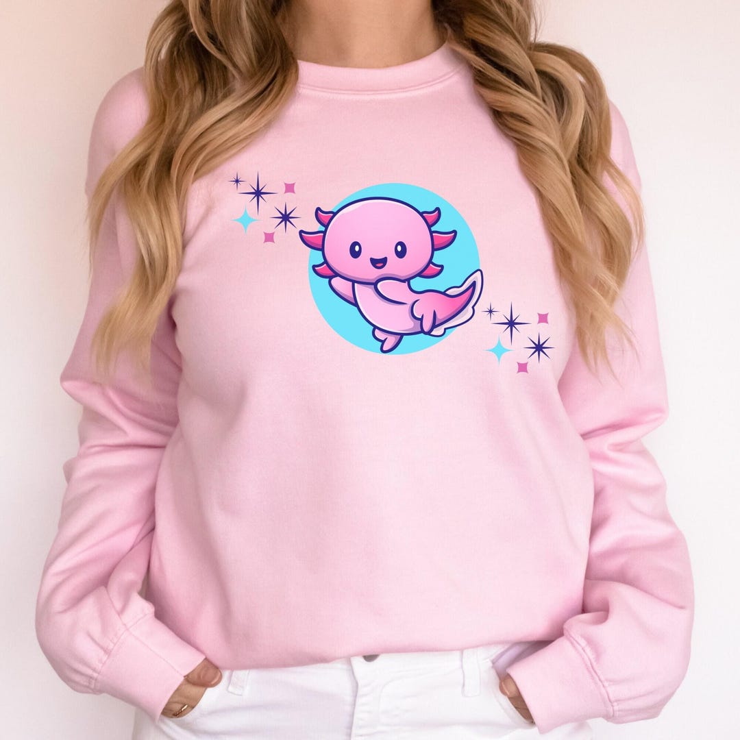 Axolotl Sweatshirt, Hipster Axolotl Animal Sweatshirt, Cute Axolotl ...