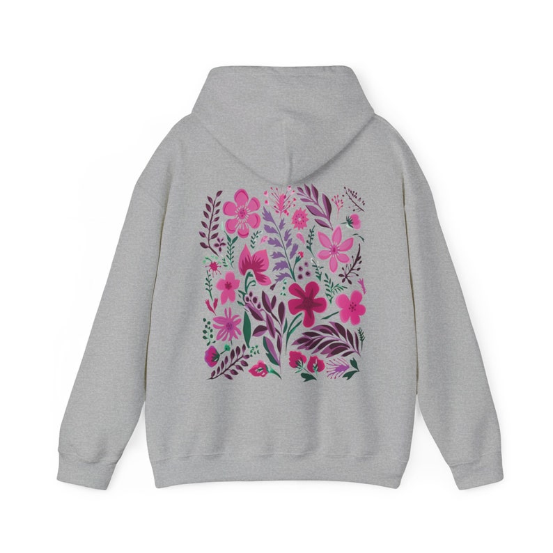 Pink Flower Hoodie Cute Hoodie Art Hoodie Botanical Hoodie Nature ...