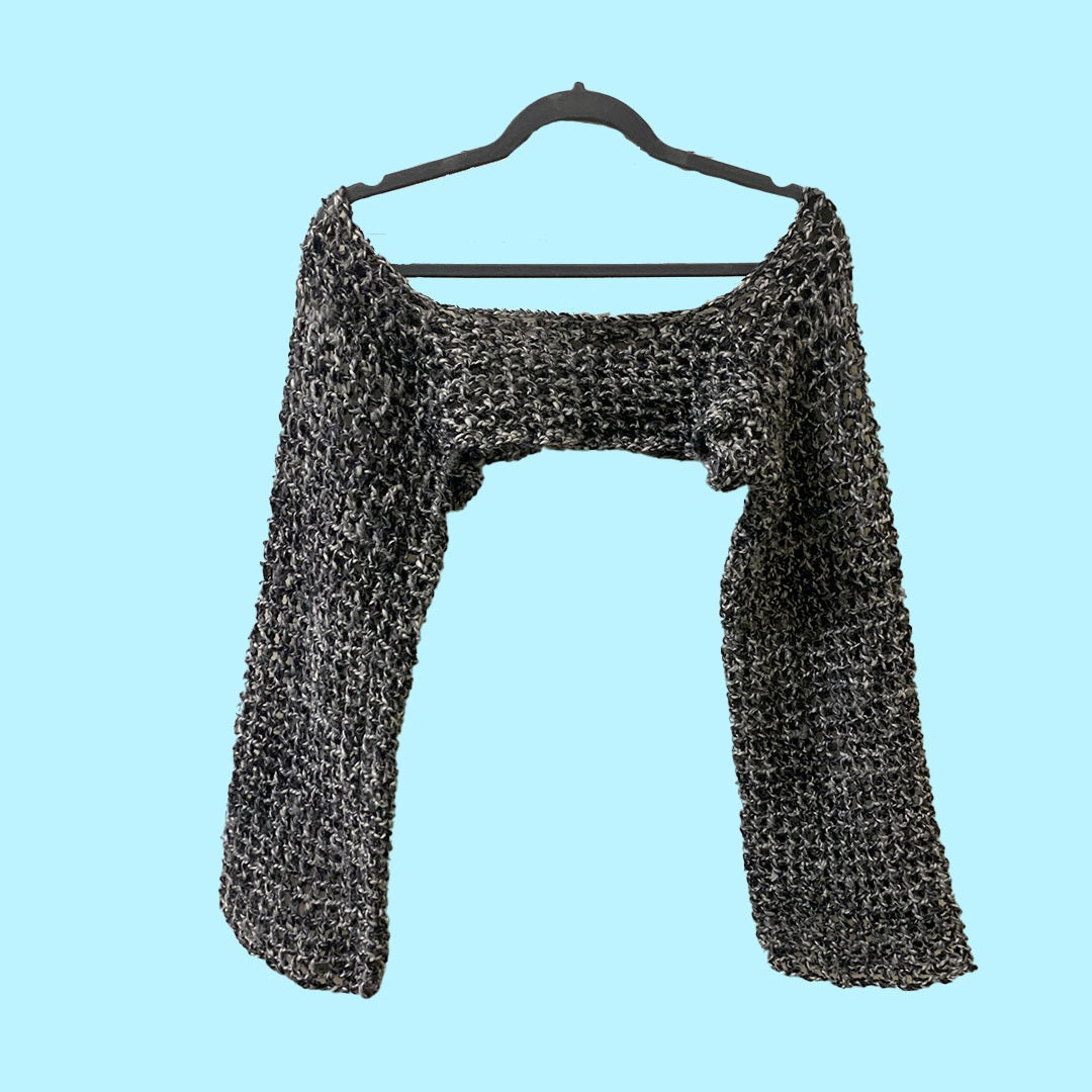 Crochet Cropped Grey Net Shrug - Etsy