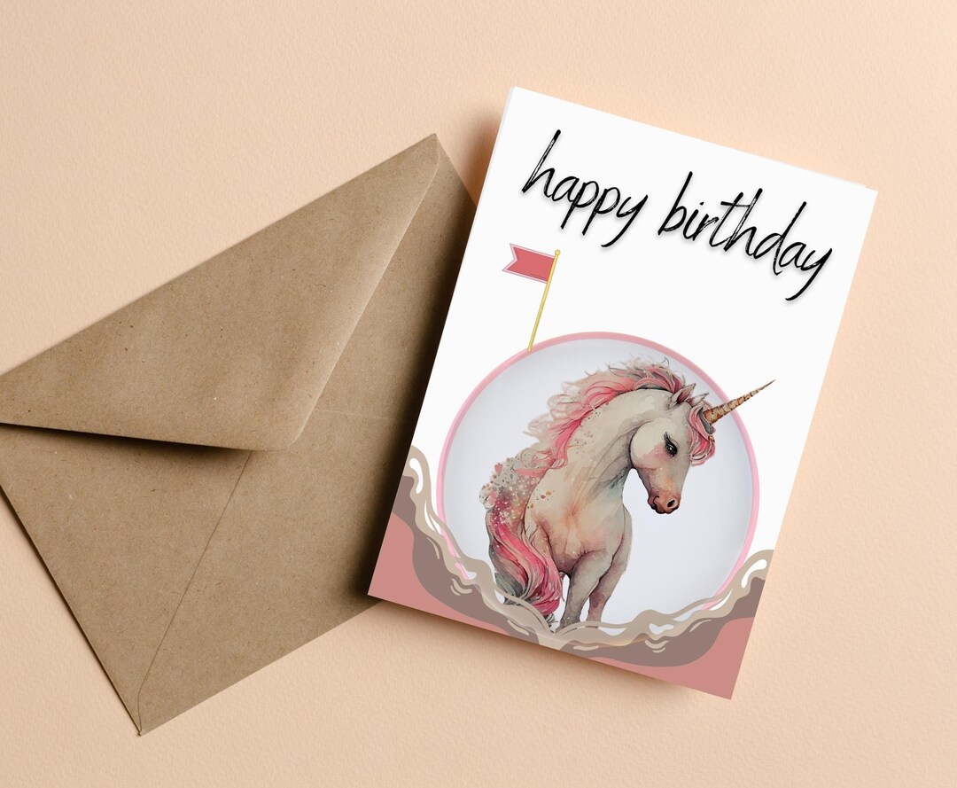 Printable Unicorn Birthday Card Greeting Card Instant - Etsy