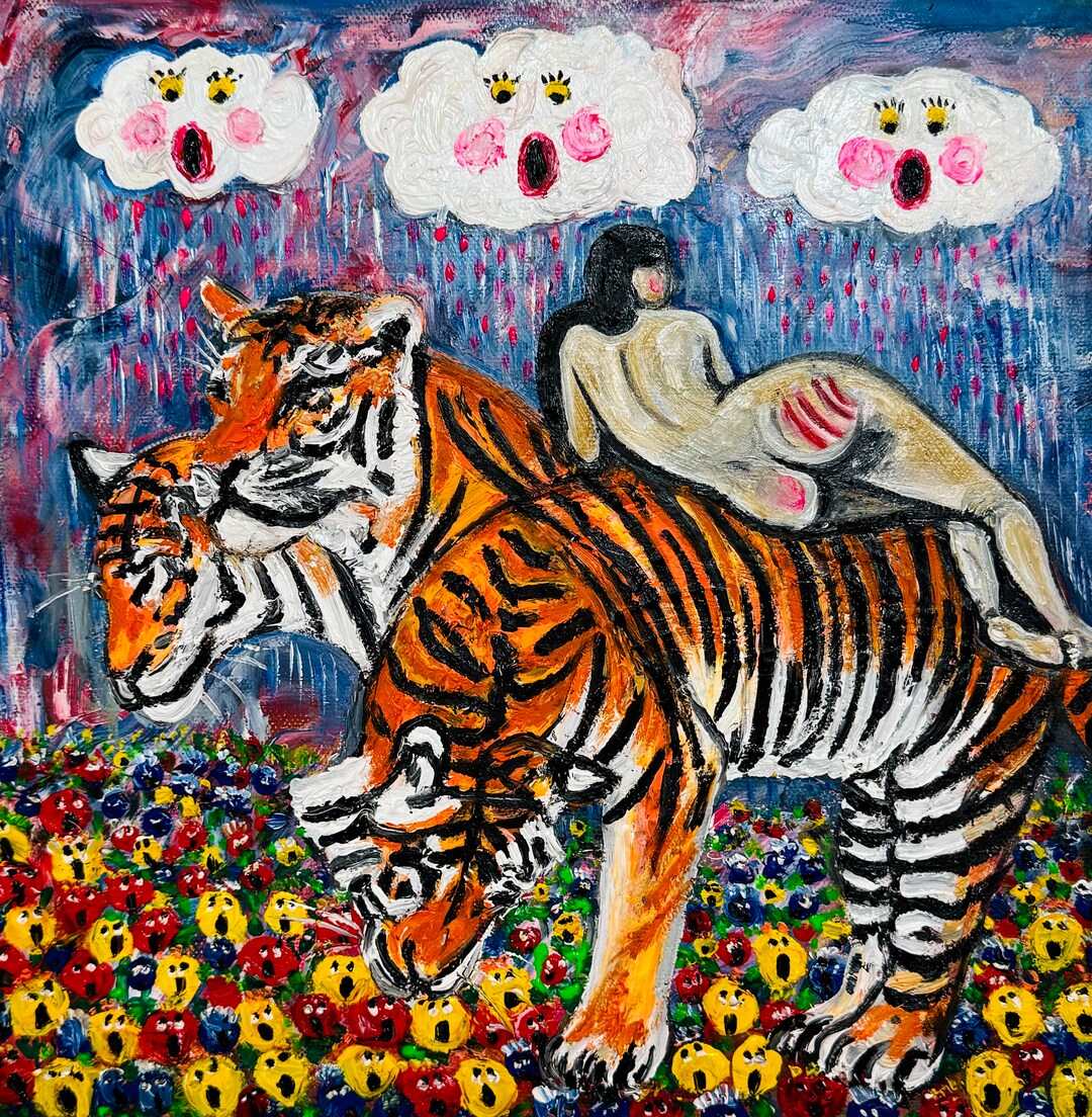 Three-headed Tiger Original Oil Painting by Limaxart (30cm X 30cm) - Etsy
