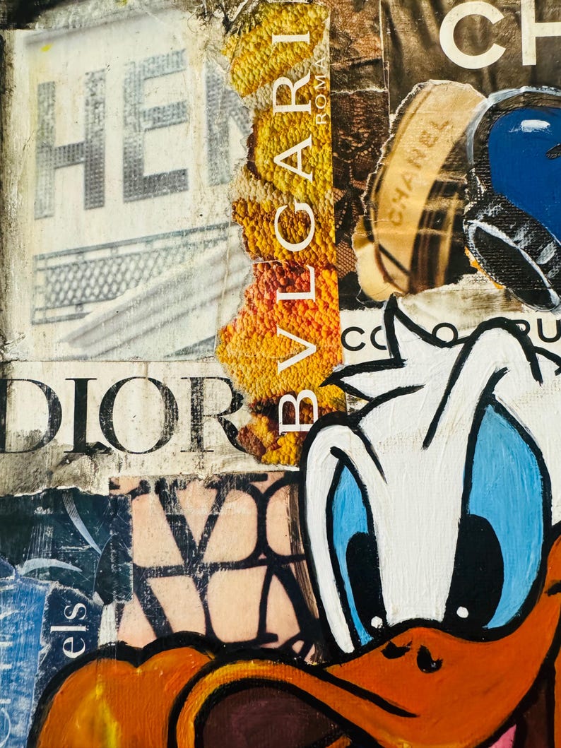Donald Duck Pop Art: Original Designer Collage Acrylic Painting by ...