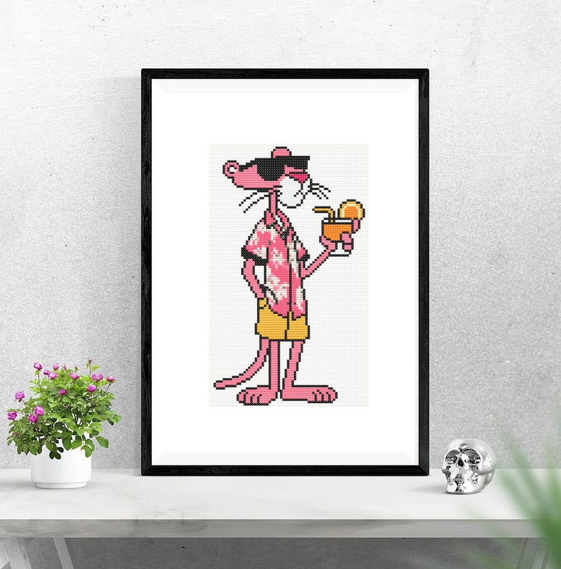 Cross Stitch PDF Pattern Pink Panther - Etsy