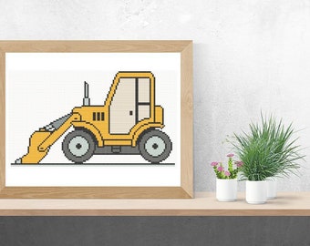 Backhoe - Modern Cross Stitch Pattern PDF (construction Equipment ...