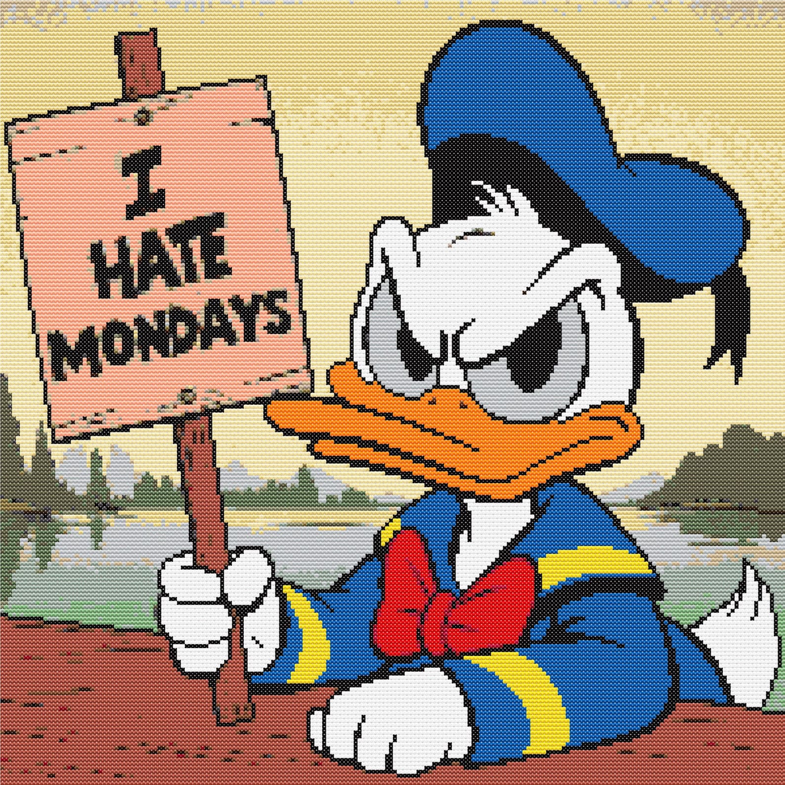 Pattern Cross Stitch PDF Donald Duck Hates Mondays - Etsy