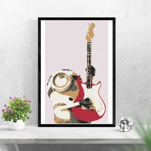 Cross Stitch PDF Pattern Minion Stuart With Guitar - Etsy