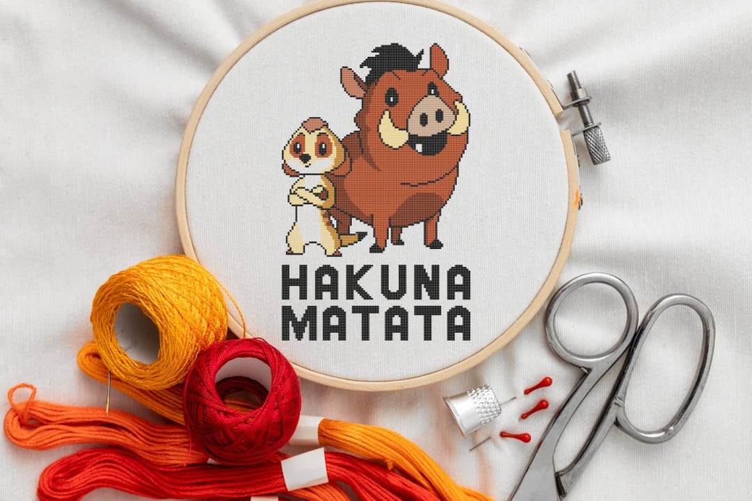 Cross Stitch PDF Pattern Timon and Pumbaa - Etsy
