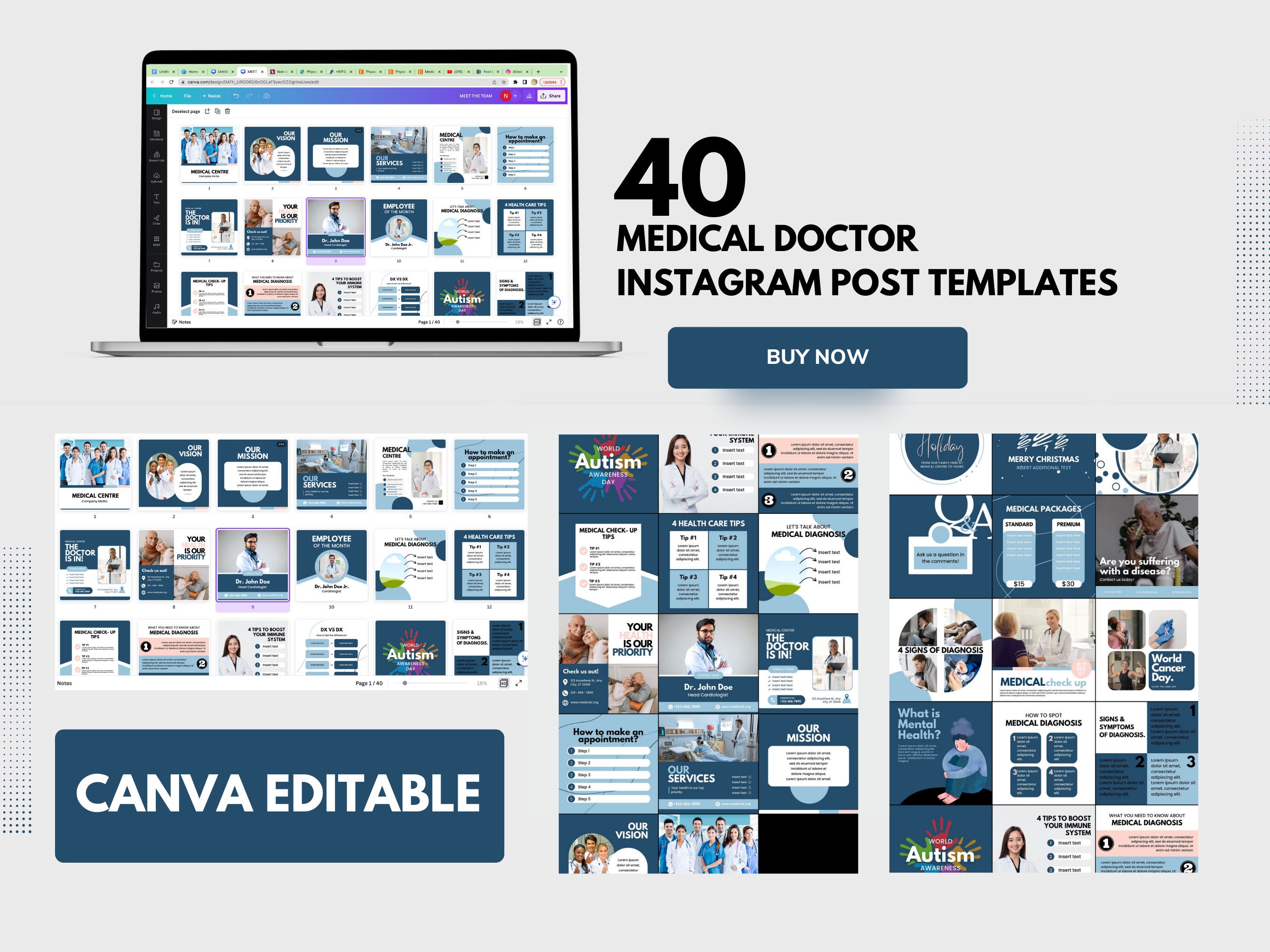 Medical Doctor Instagram Templates | Instagram Templates for Healthcare ...